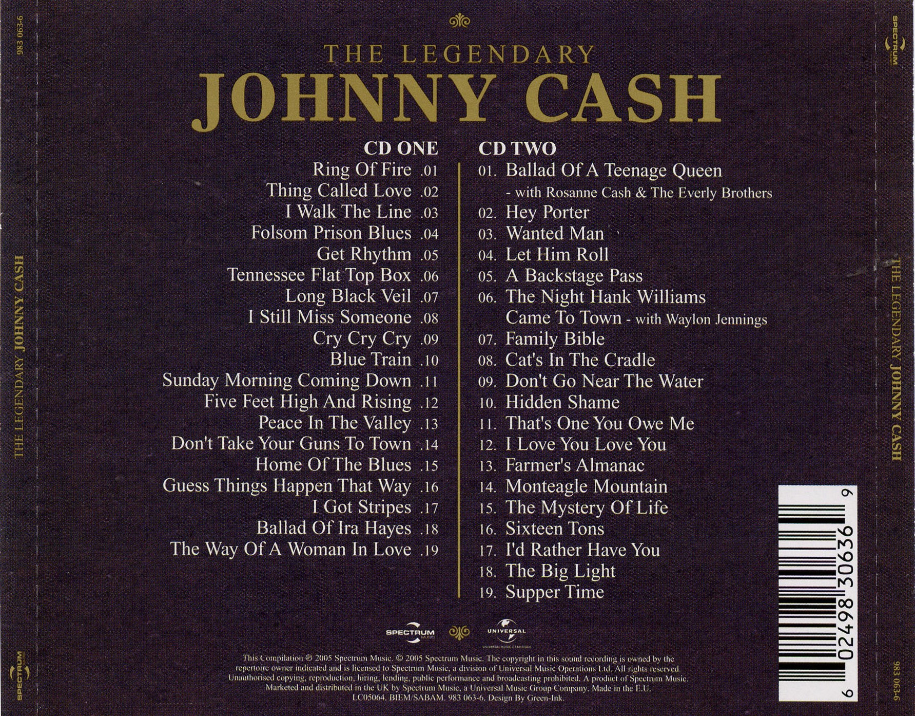 Johnny Cash The Legendary; cd2 : Back | CD Covers | Cover Century ...